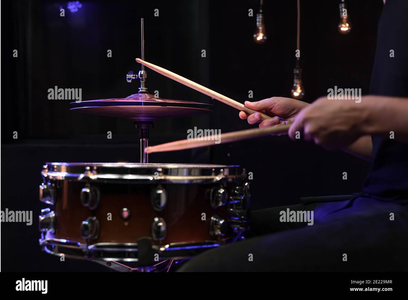 Drummer plays sticks on snare hi-res stock photography and images - Alamy