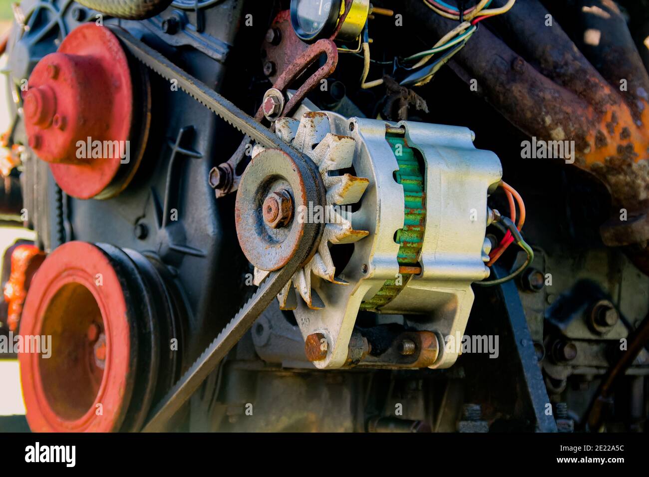 Closeup detail of the old motorboat engine Stock Photo - Alamy