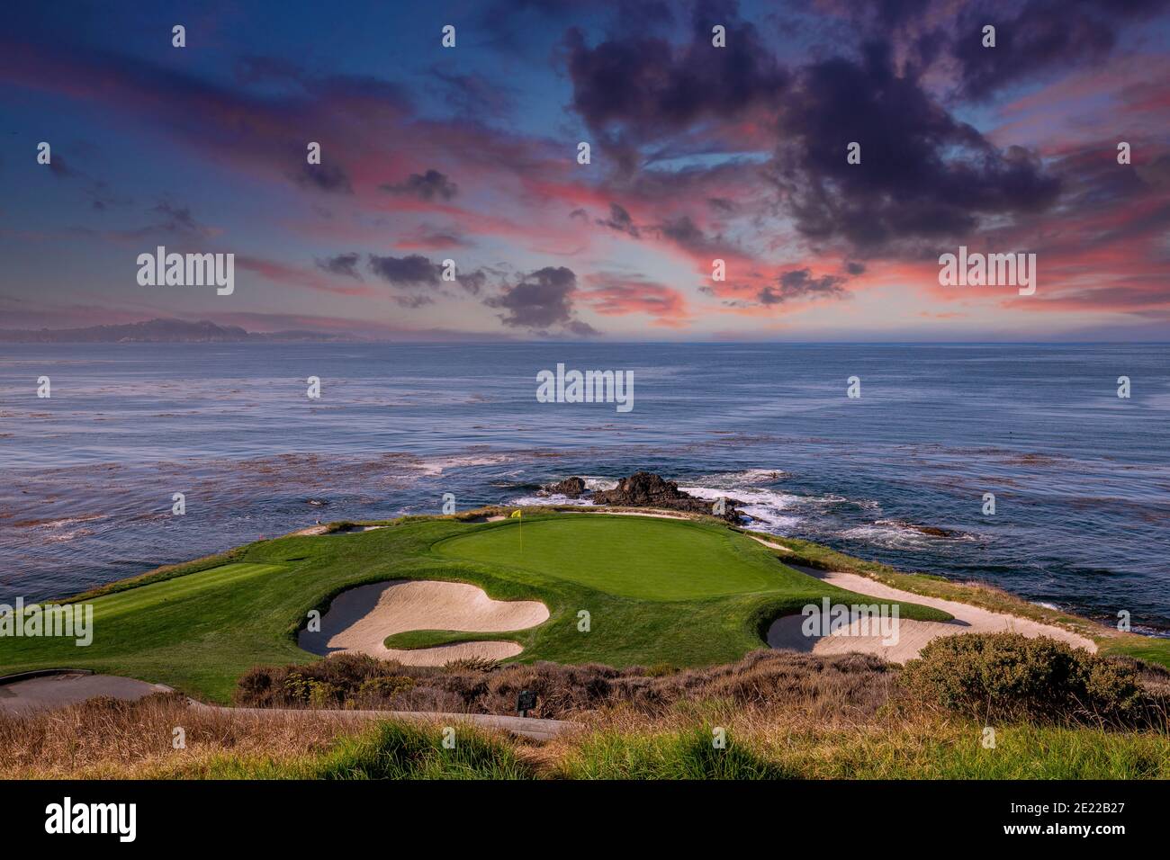 A view of Pebble Beach golf course, Hole 7, Monterey, California, USA ...