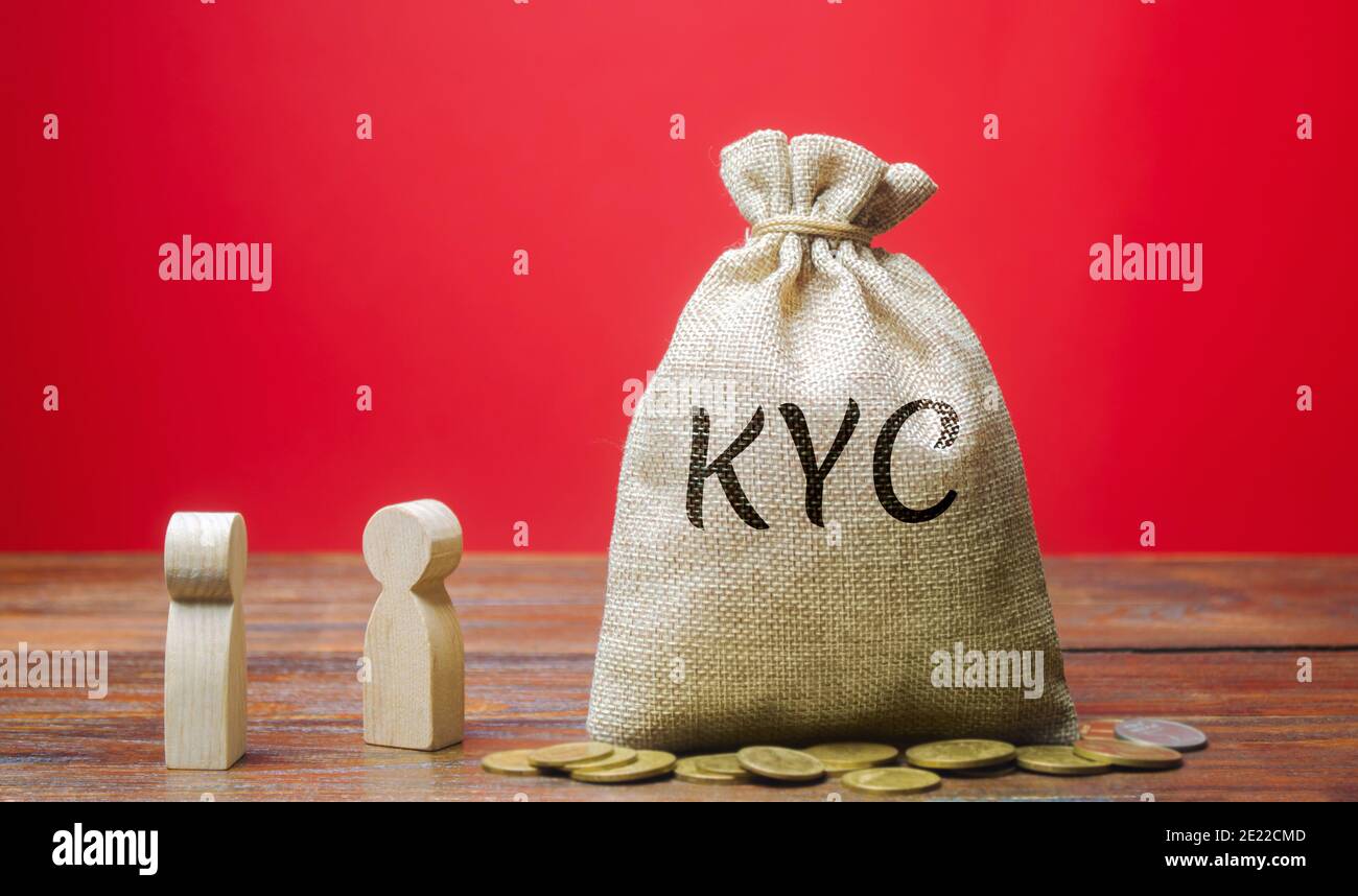 Money bag with the word KYC and two people. Know Your Customer Client ...