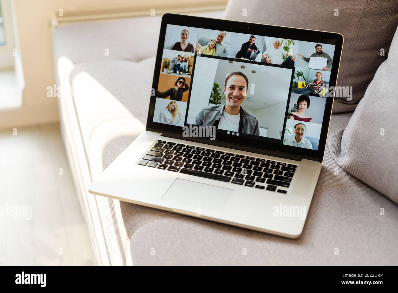 Beautiful young woman having video conference call via computer. Call ...