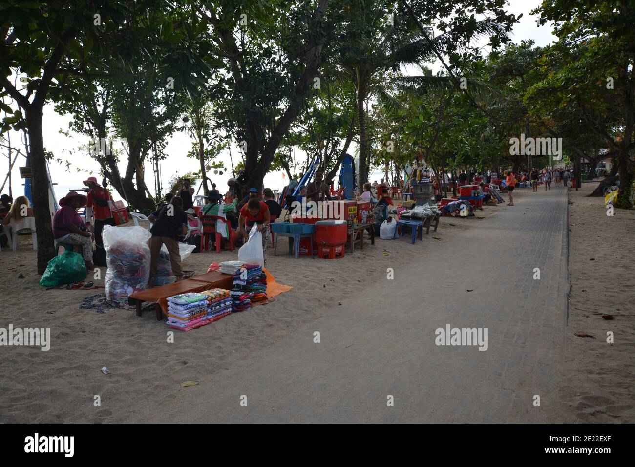 Bali, Indonesia - January 12, 2021: Locals and tourists gather at the ...