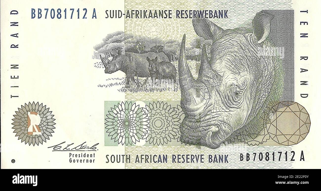 Closeup of ten South African Rand under the lights Stock Photo - Alamy