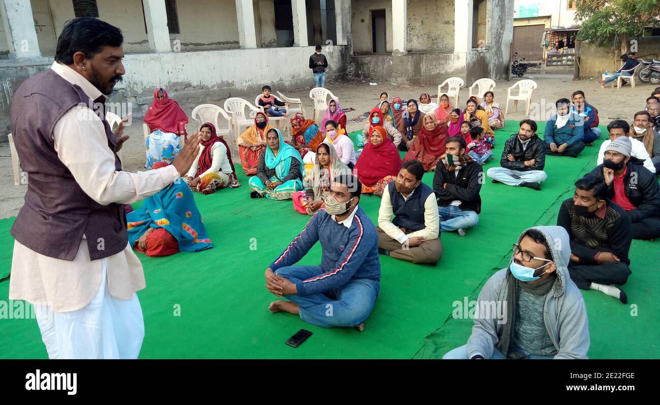 Beawar, Rajasthan, India, Jan. 10, 2021: Hindu leader addresses a ...