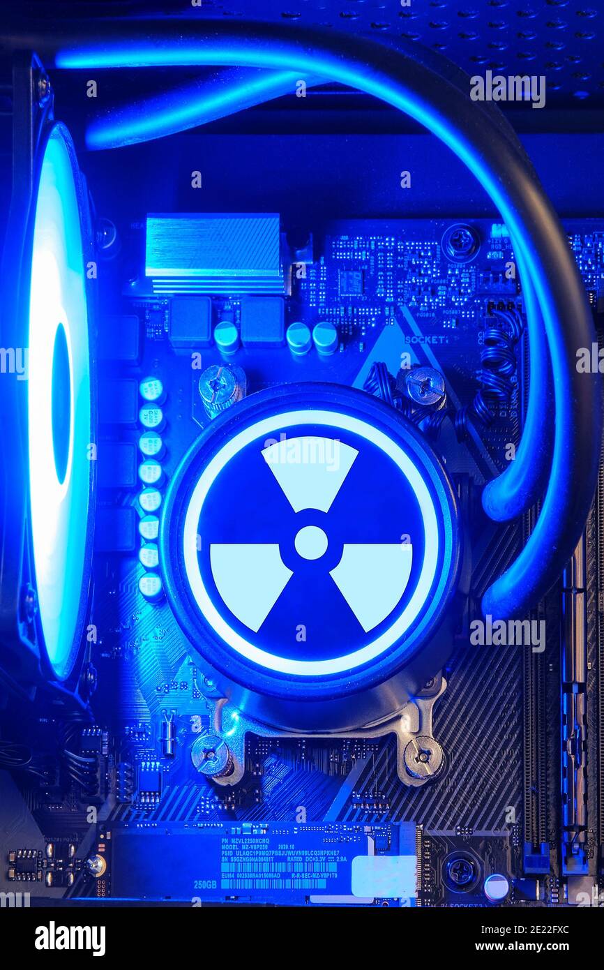 Liquid cooling system inside the computer system unit, gaming PC and ...