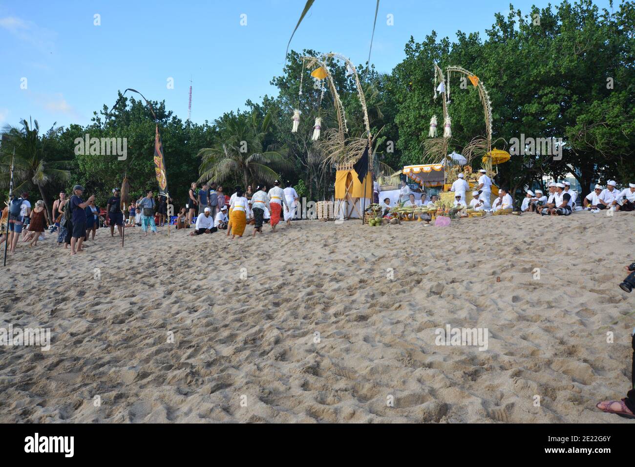 Bali, Indonesia - January 12, 2021: Locals and tourists gather at the ...