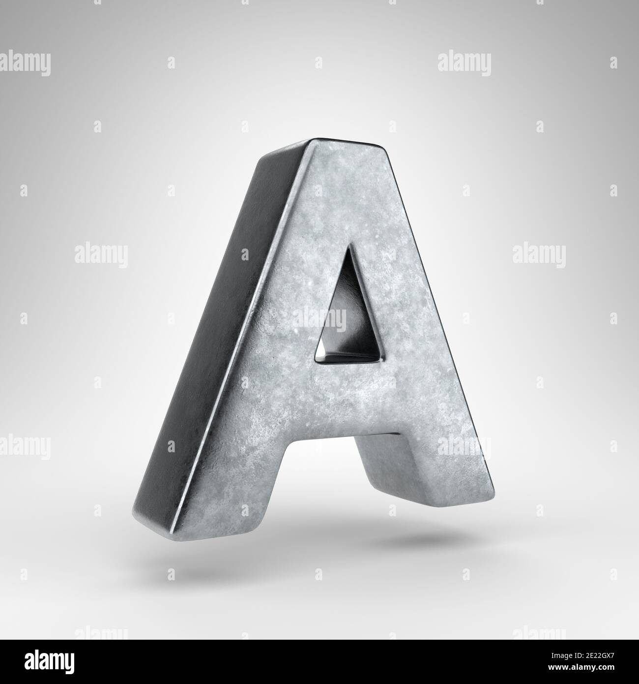 Letter A uppercase on white background. Gun metal 3D rendered font with ...
