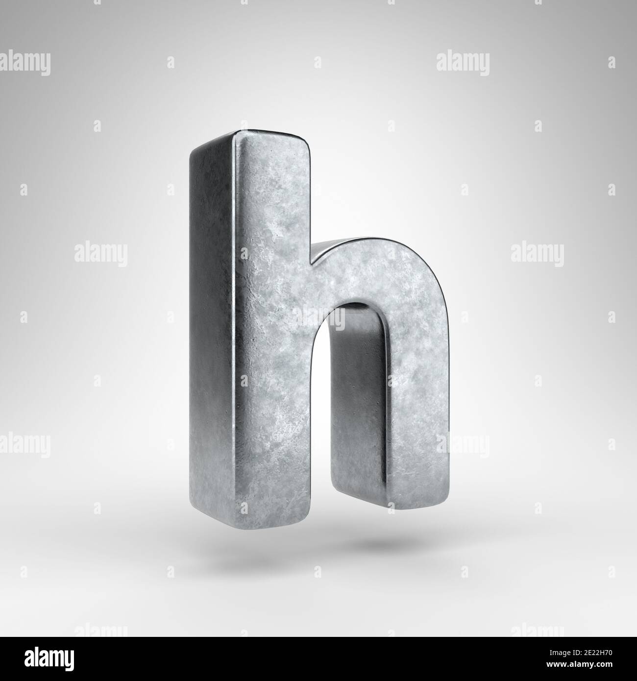 Letter H lowercase on white background. Gun metal 3D rendered font with ...
