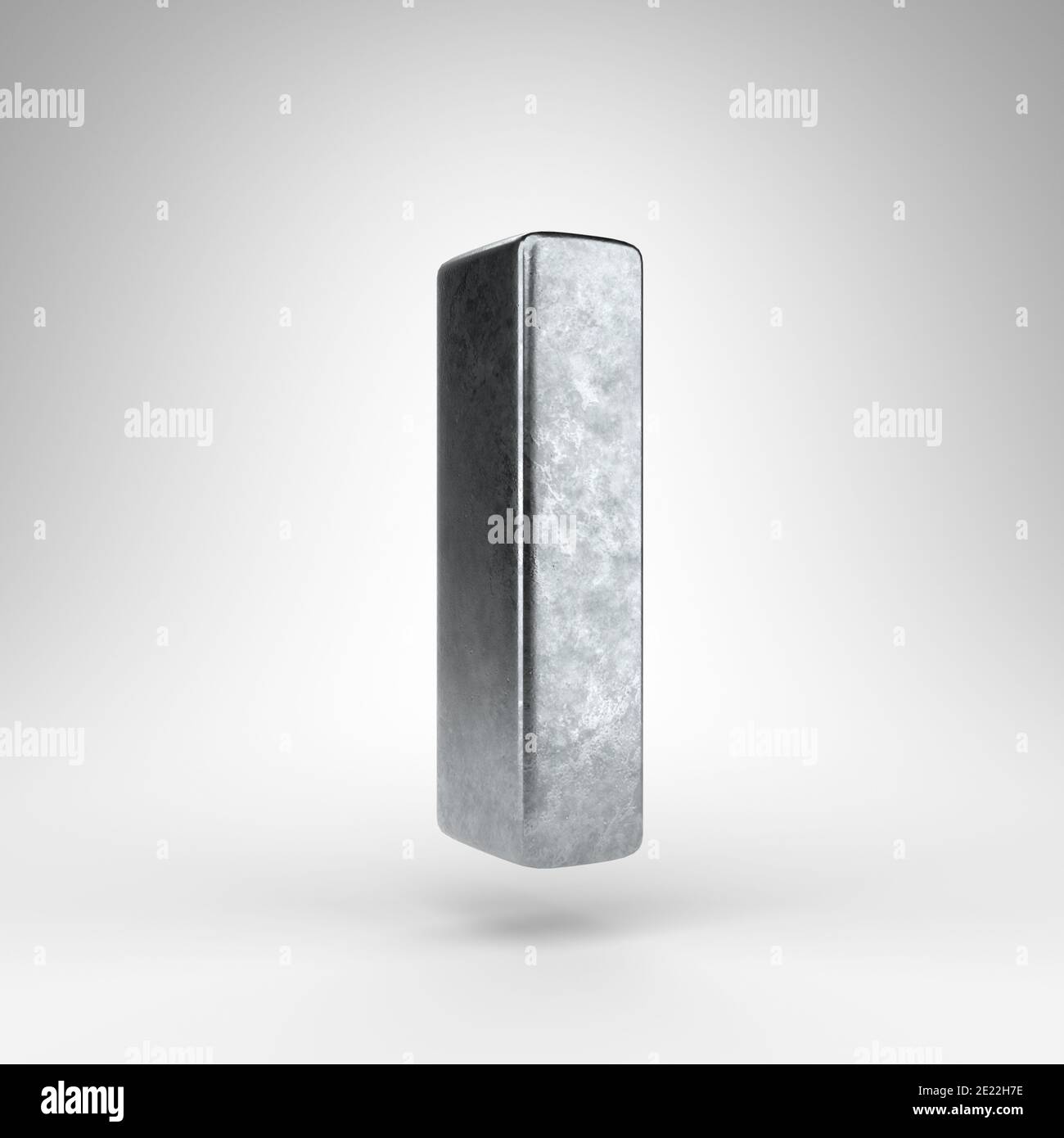 Letter I uppercase on white background. Gun metal 3D rendered font with ...