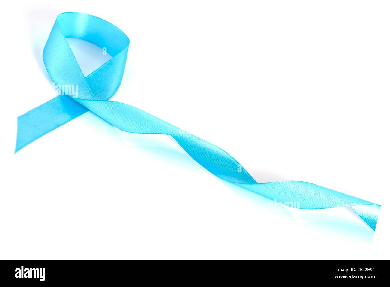 Bright blue satin ribbon on white background Stock Photo - Alamy