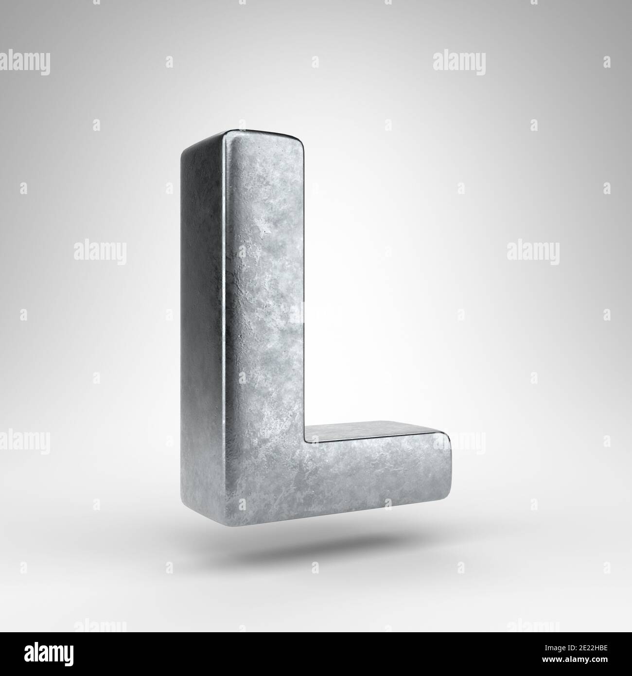 Letter L uppercase on white background. Gun metal 3D rendered font with ...