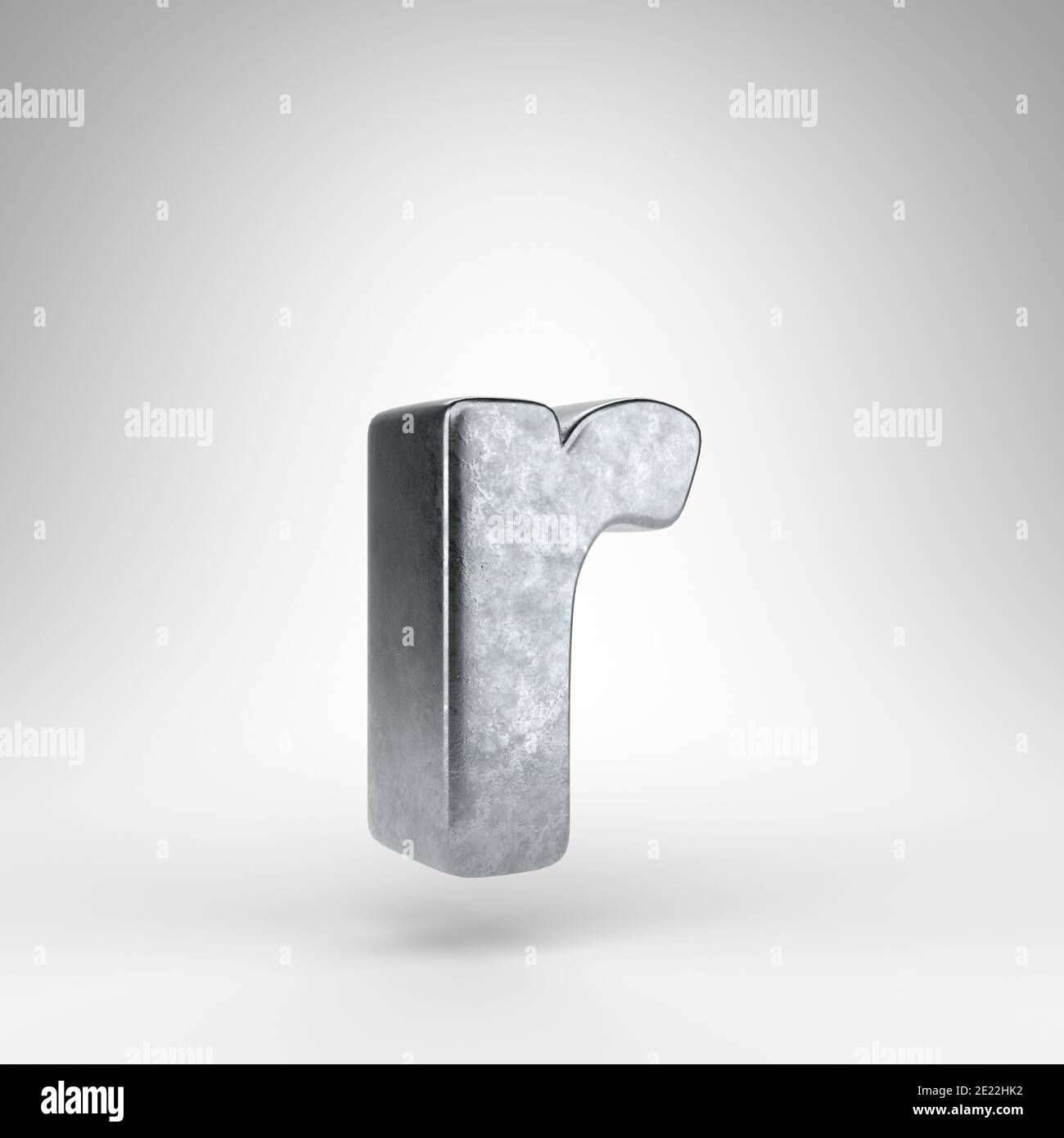 Letter R lowercase on white background. Gun metal 3D rendered font with ...