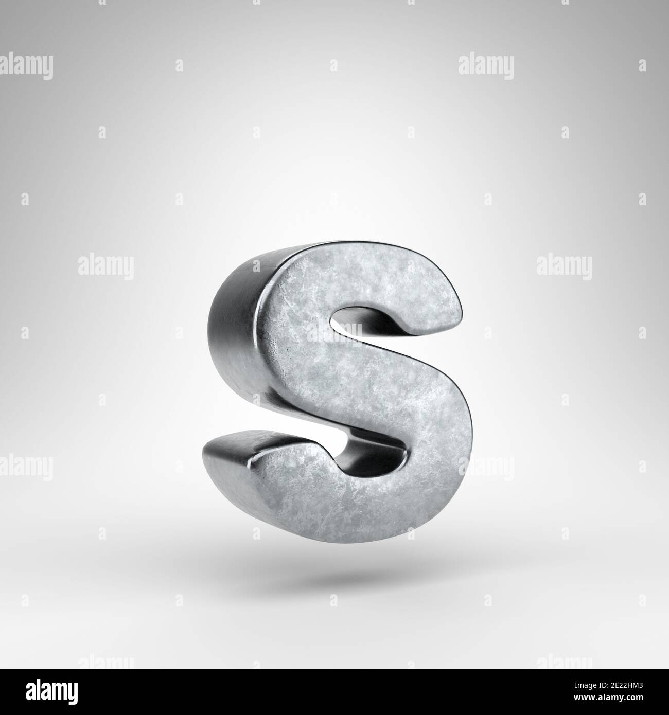 Letter S lowercase on white background. Gun metal 3D rendered font with ...