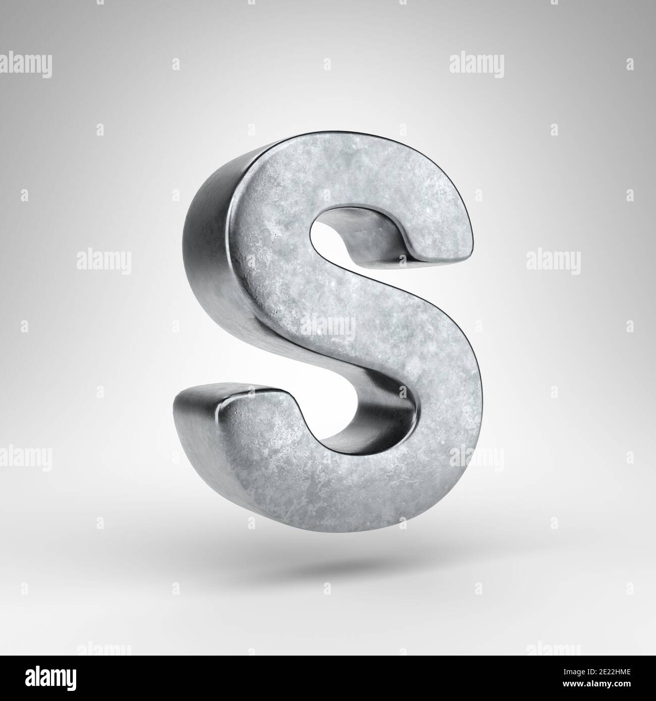 Letter S uppercase on white background. Gun metal 3D rendered font with ...