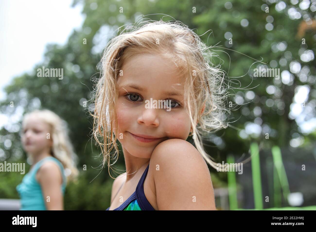 portrait of girl looking at camera close up with smile on face Stock ...