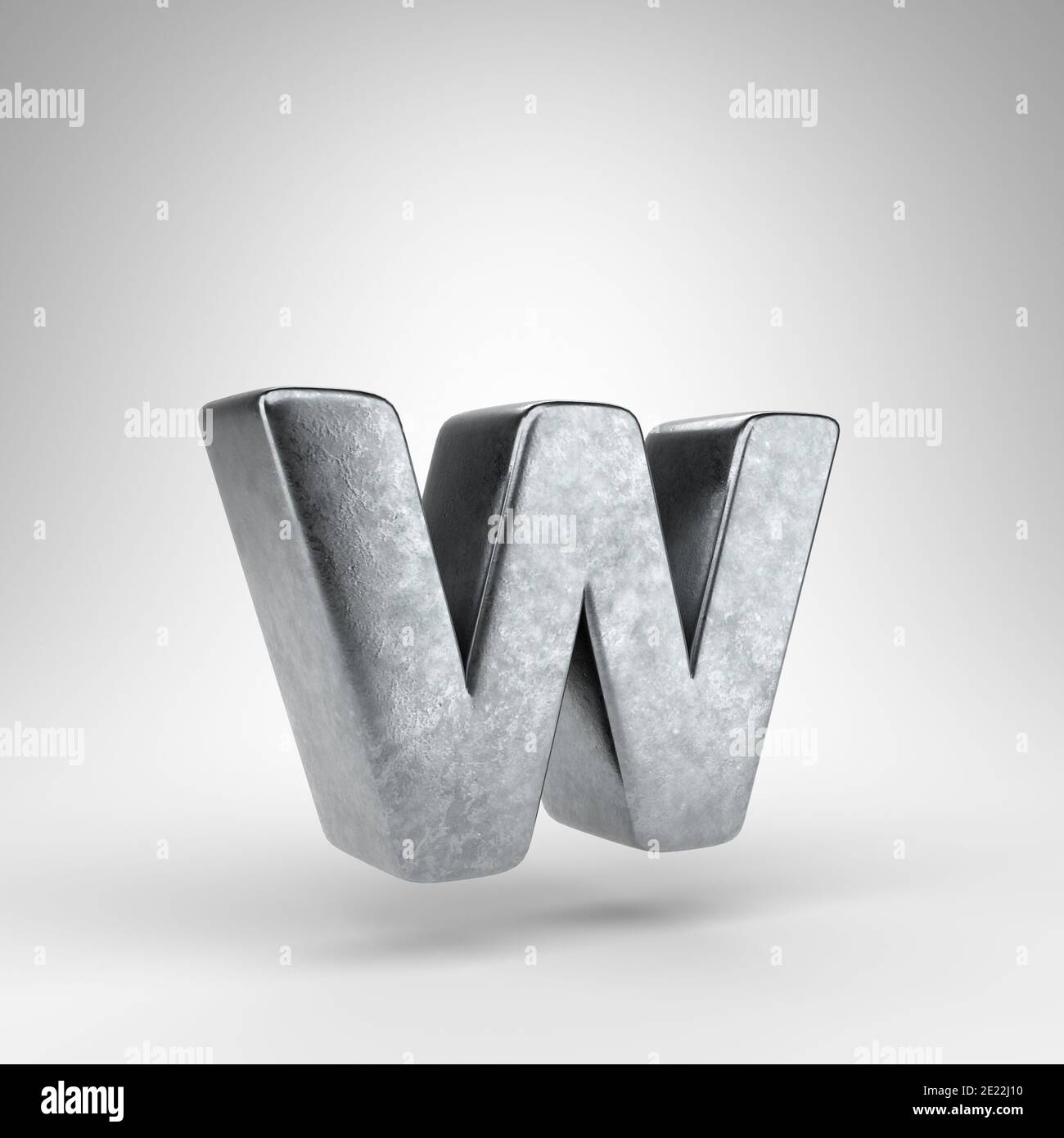 Letter W lowercase on white background. Gun metal 3D rendered font with ...