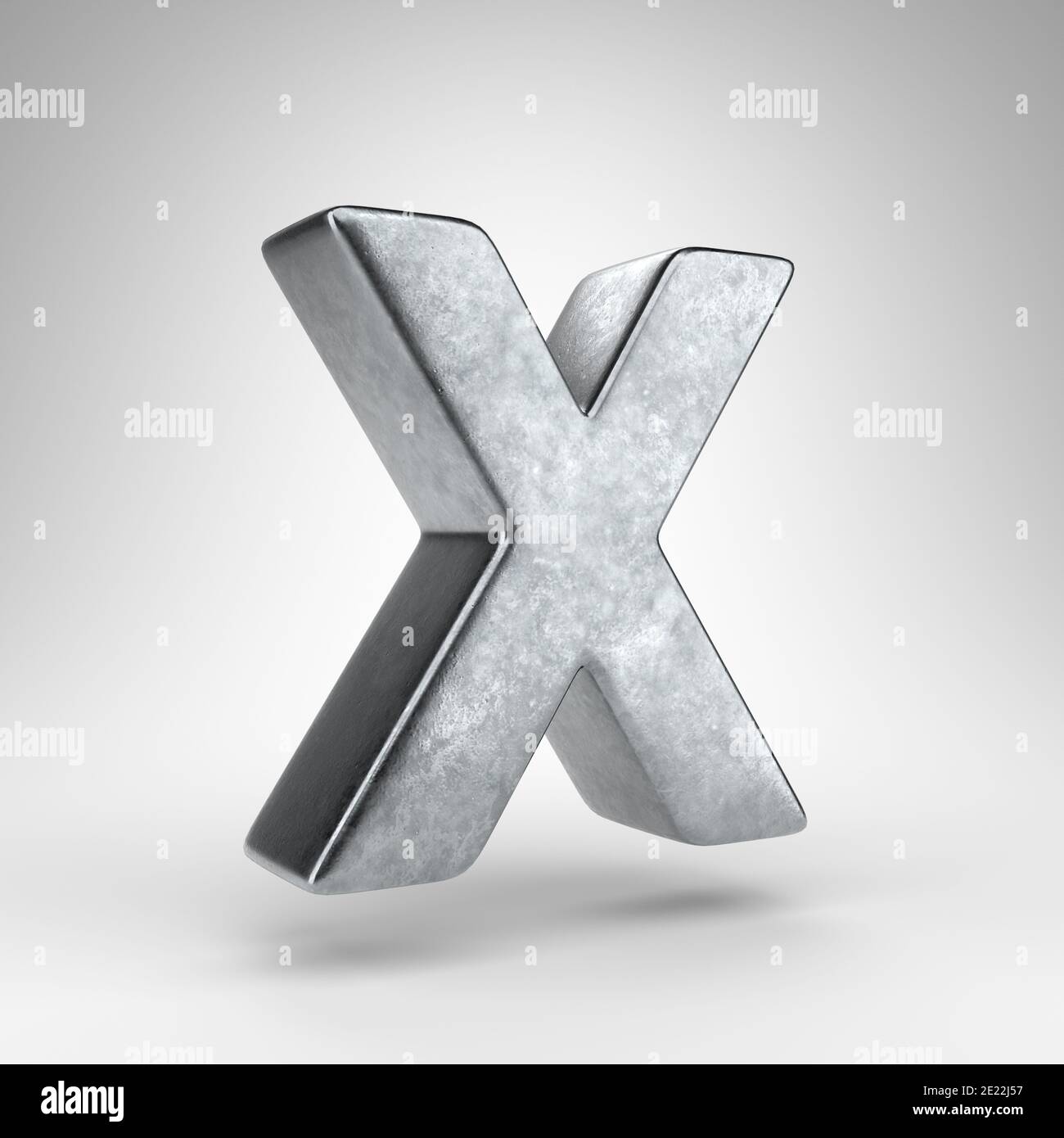 Letter X uppercase on white background. Gun metal 3D rendered font with ...
