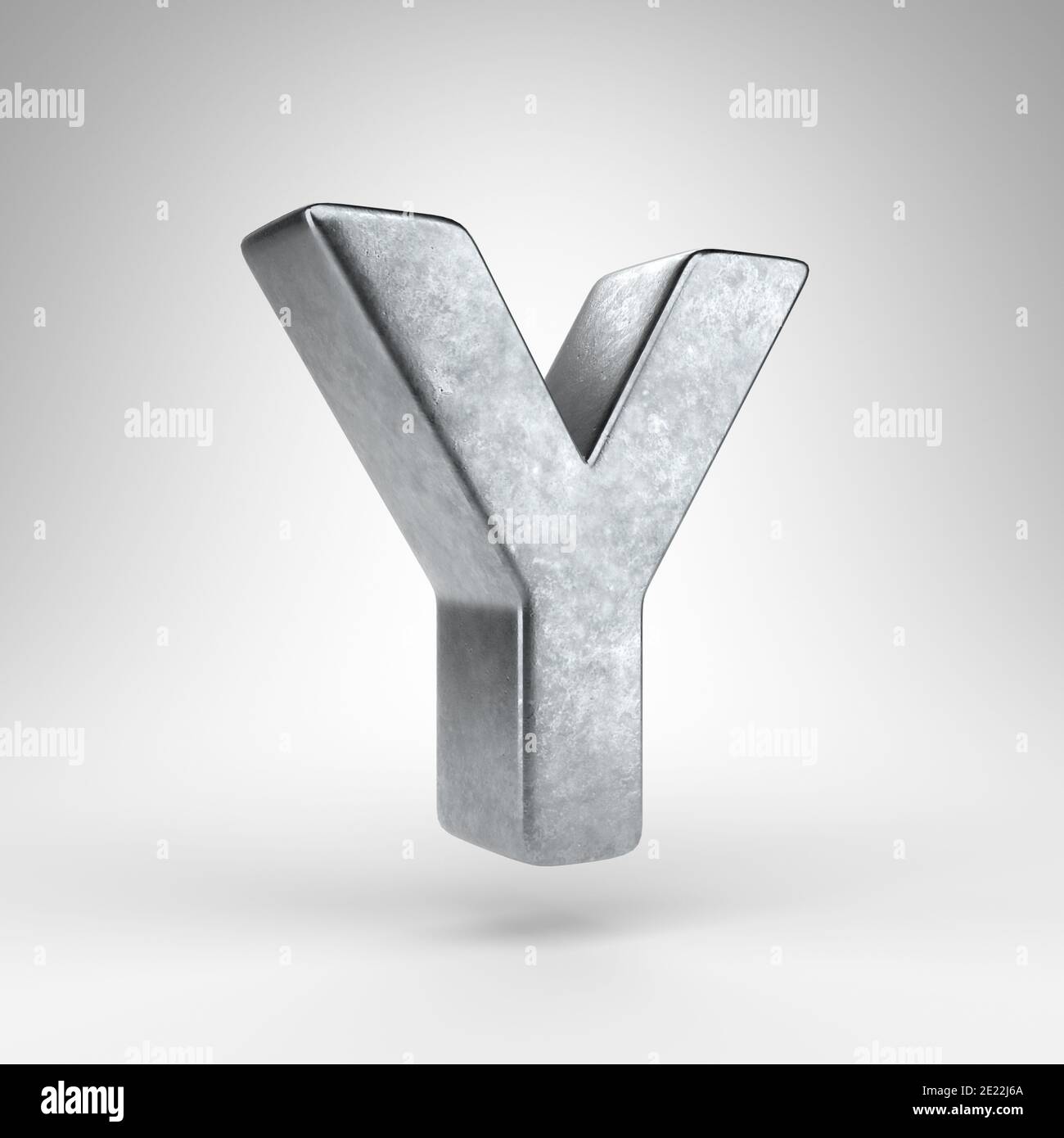 Letter Y uppercase on white background. Gun metal 3D rendered font with ...