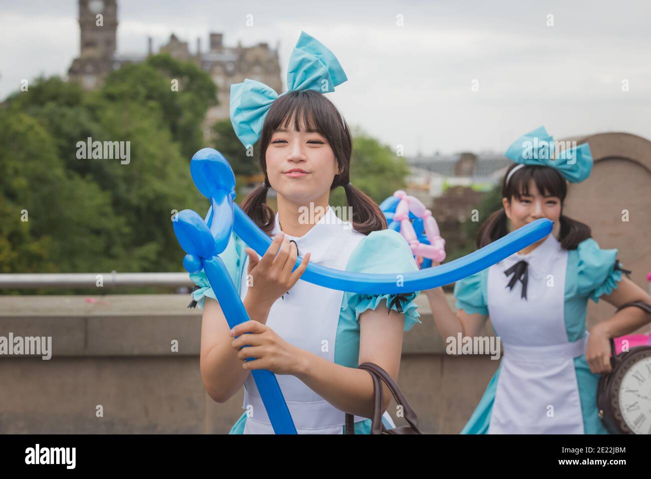 Edinburgh, Scotland - August 6 2016: Female Asian street performers ...