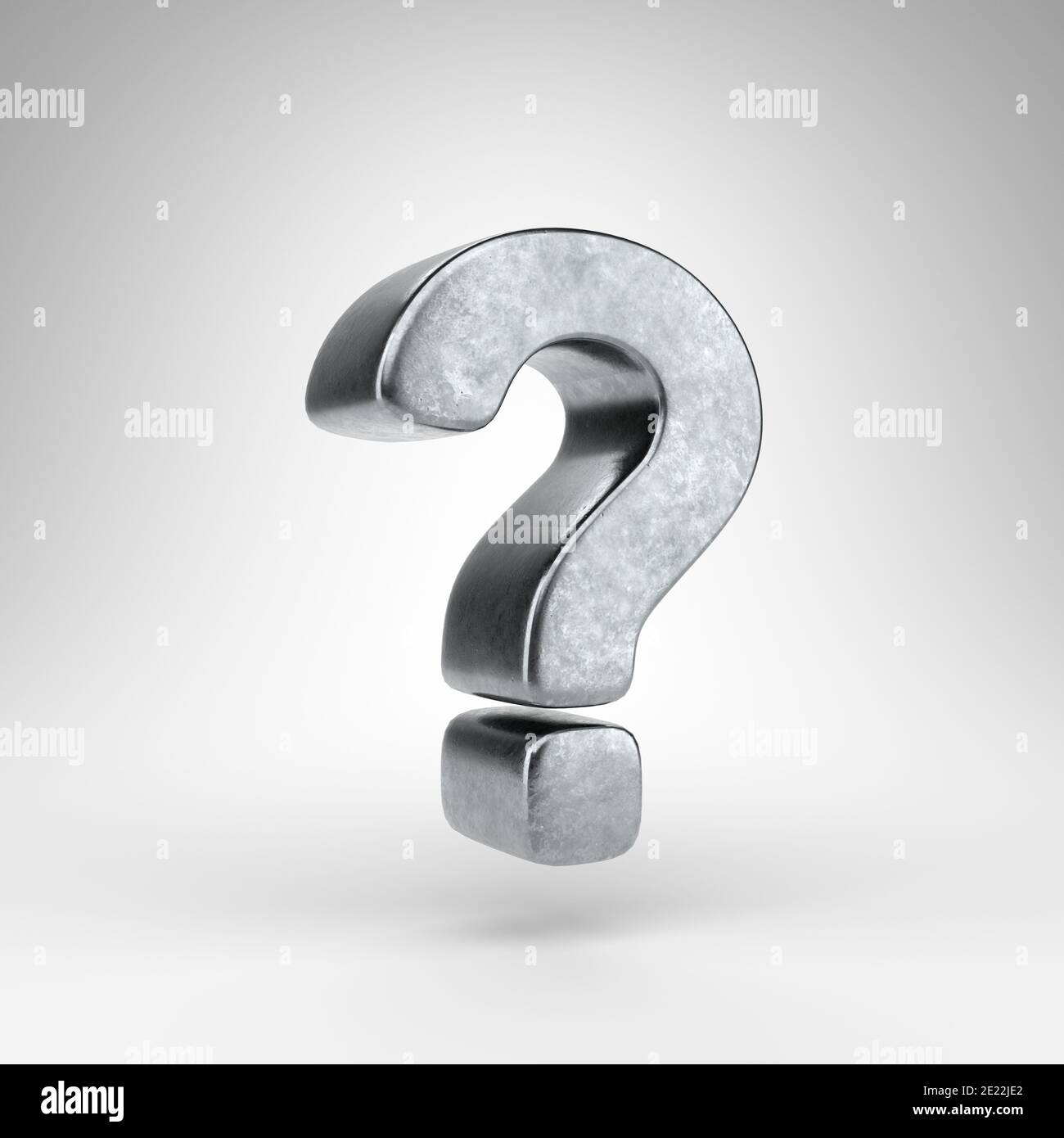 Question symbol on white background. Gun metal 3D rendered sign with ...