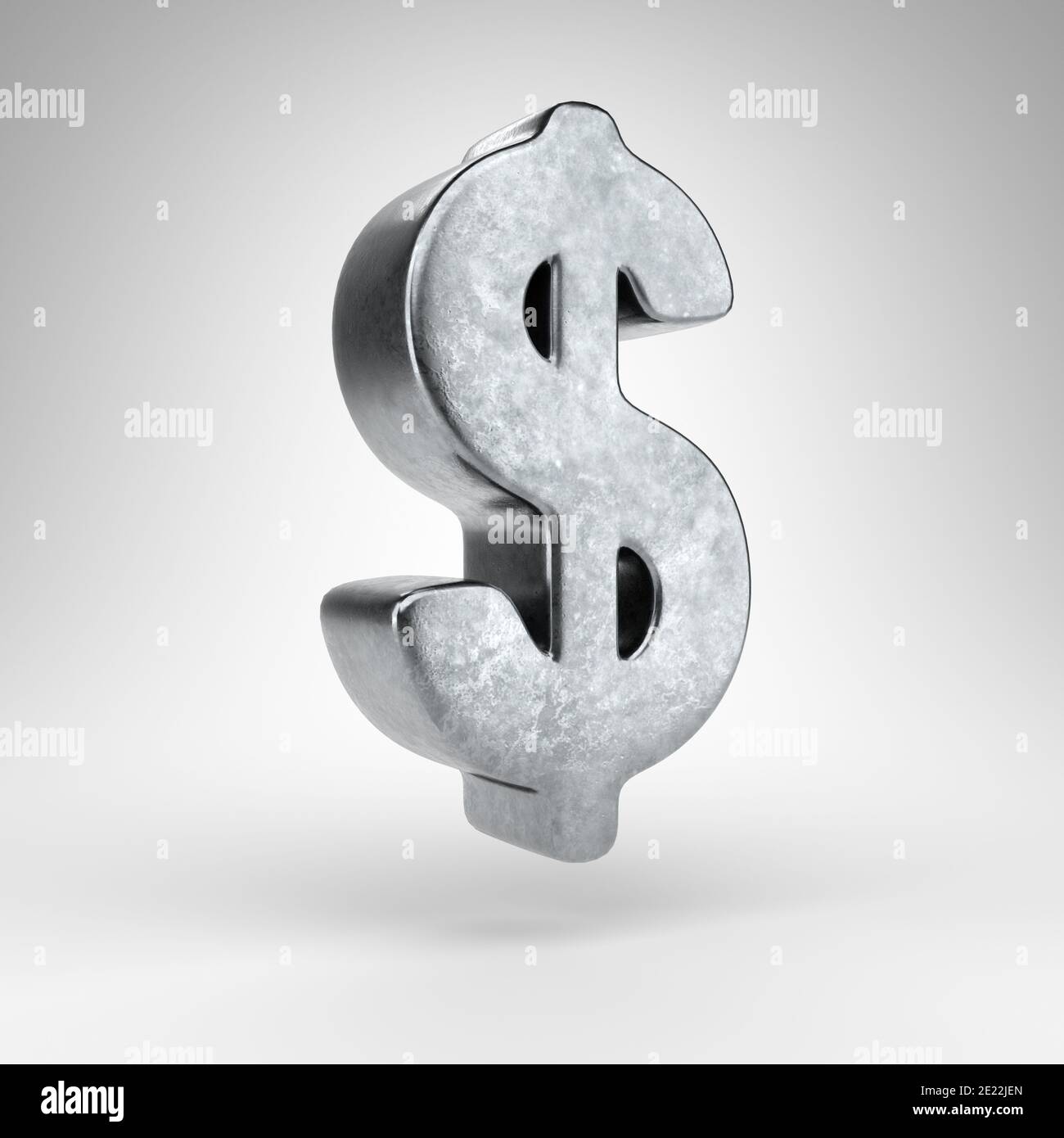 Dollar symbol on white background. Gun metal 3D rendered sign with ...