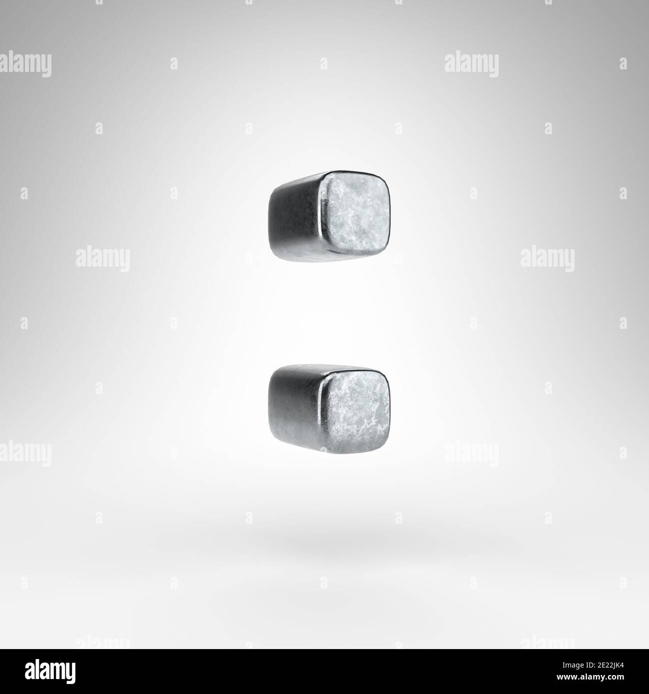 Colon symbol on white background. Gun metal 3D rendered sign with rough ...