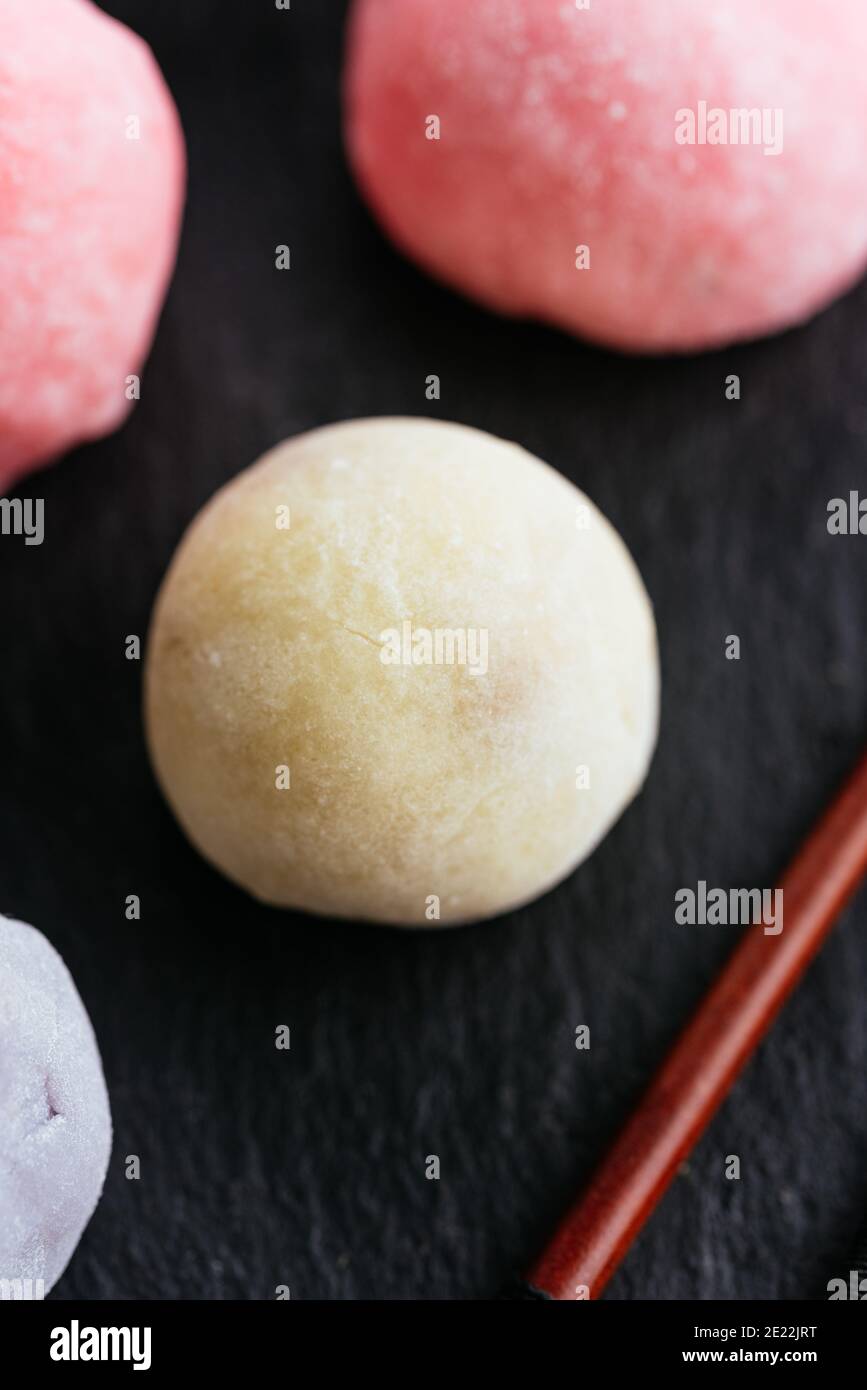 Japanese ice cream Mochi in rice dough. Traditional Japanese dessert ...