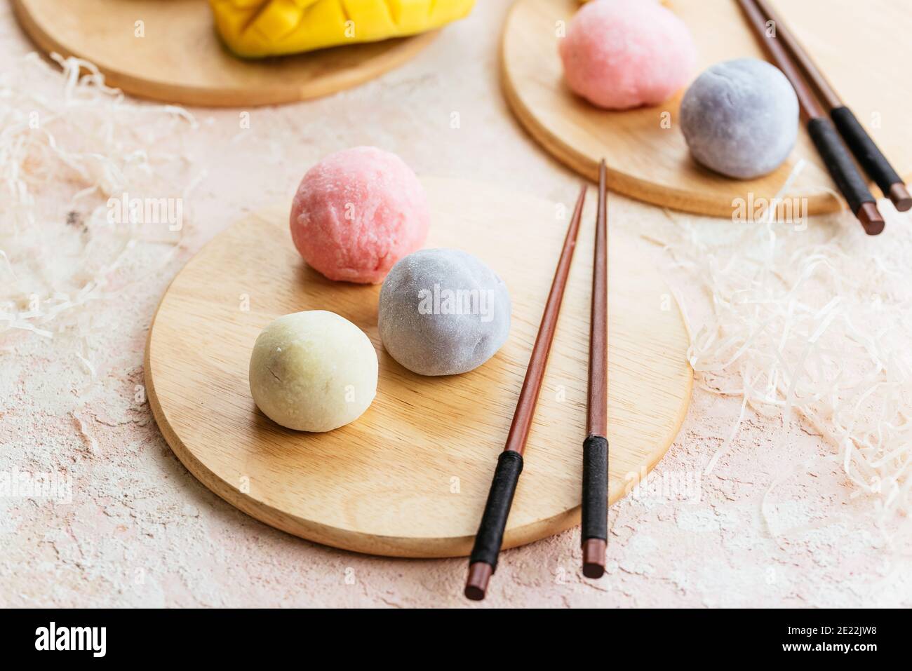 Japanese ice cream Mochi in rice dough. Traditional Japanese dessert ...