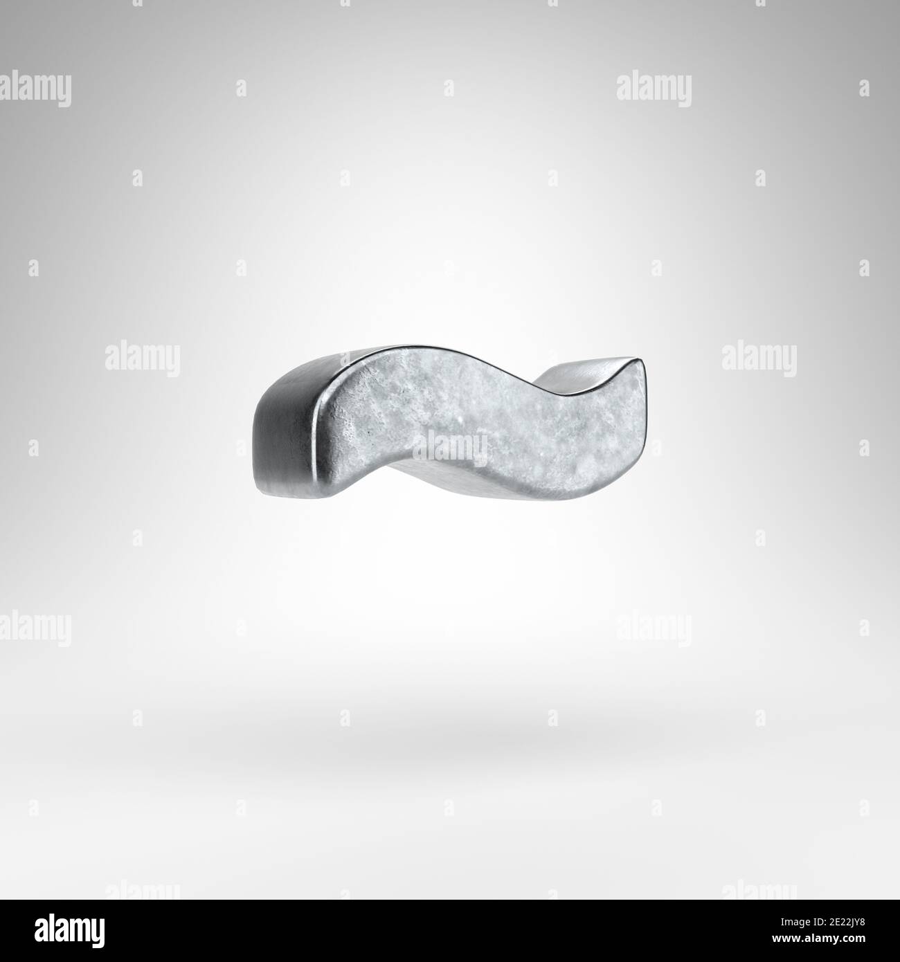 Tilda symbol on white background. Gun metal 3D rendered sign with rough ...
