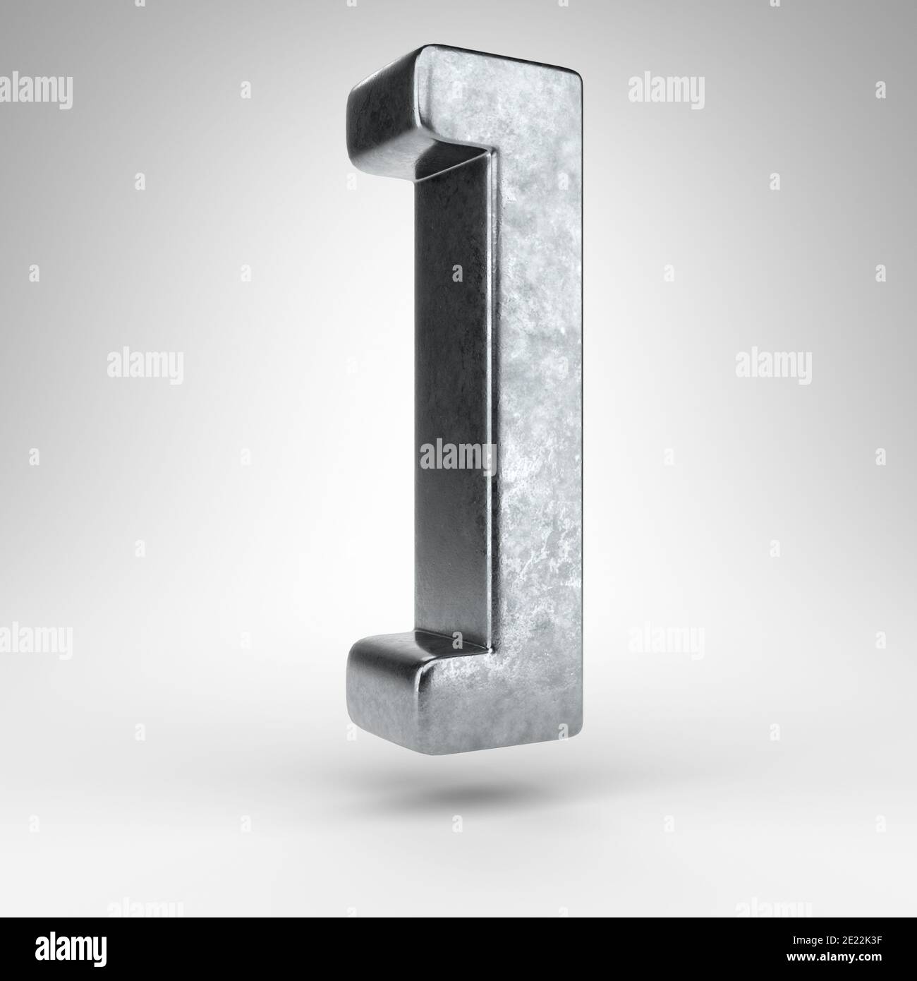 Right square bracket symbol on white background. Gun metal 3D rendered ...
