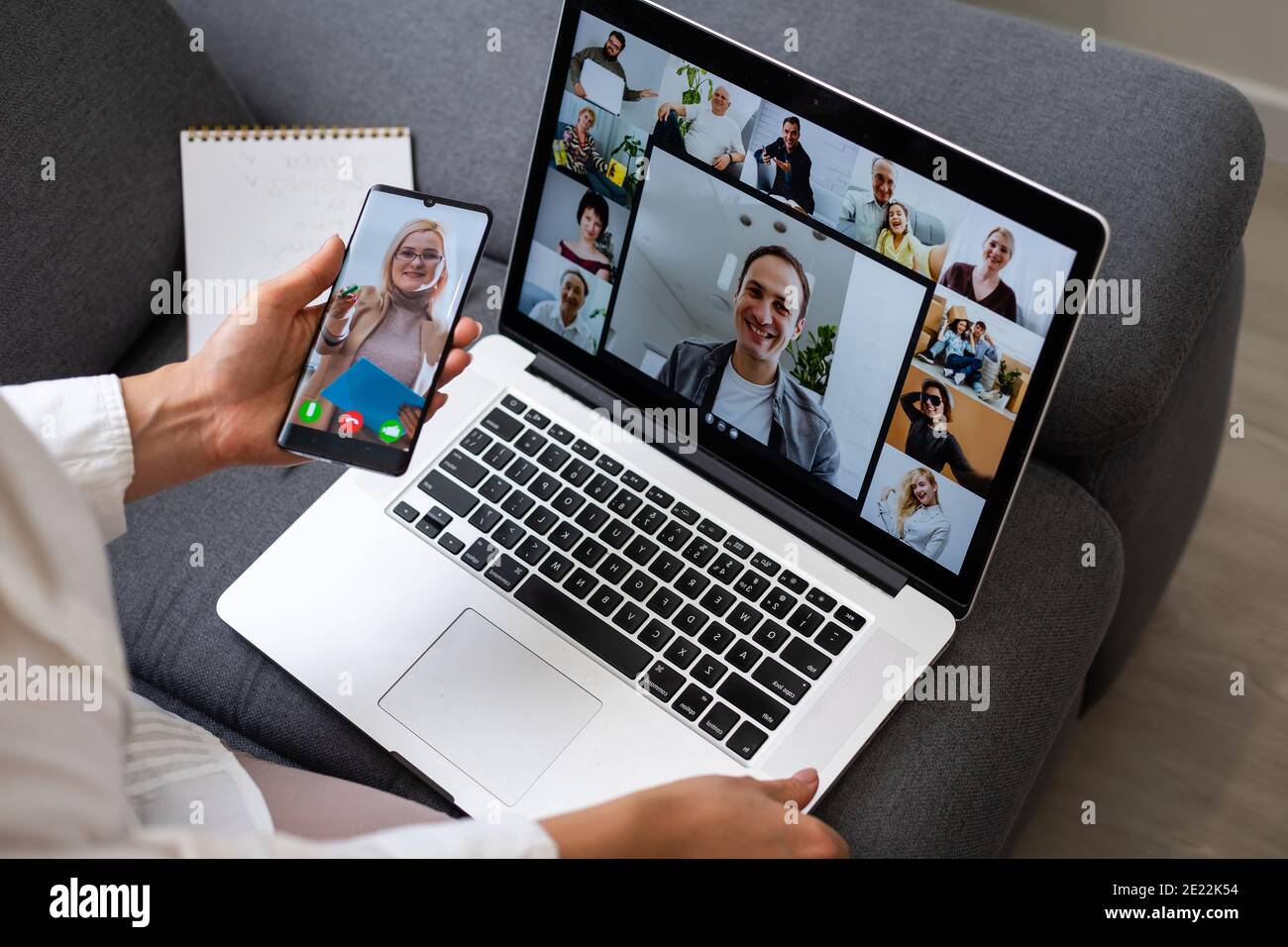Beautiful young woman having video conference call via computer. Call ...