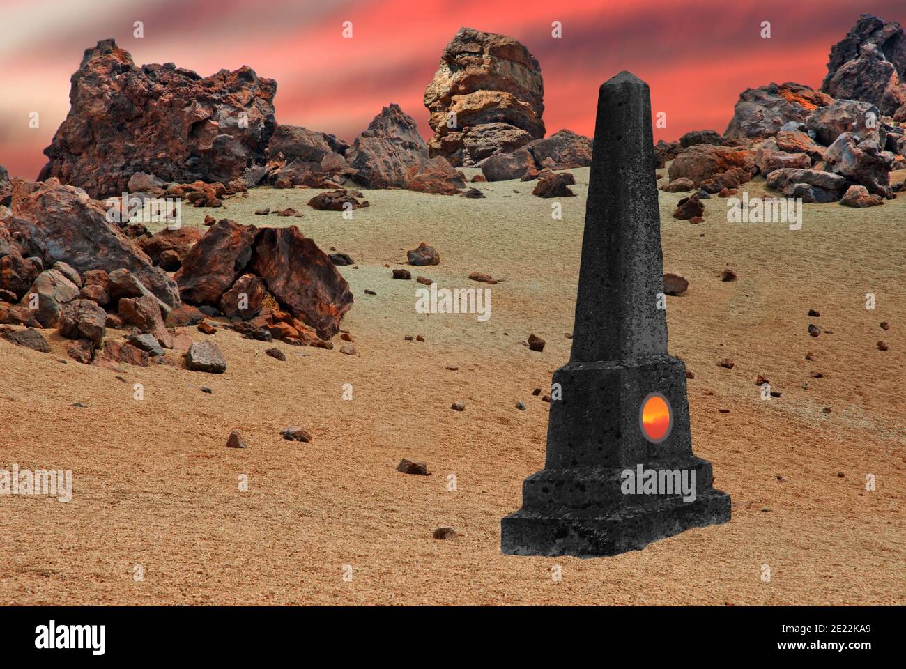 Shown here is a fantasy image of an alien obelisk on a strange planet ...