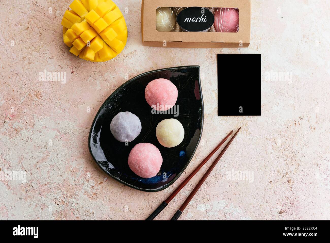Japanese ice cream Mochi in rice dough. Traditional Japanese dessert ...