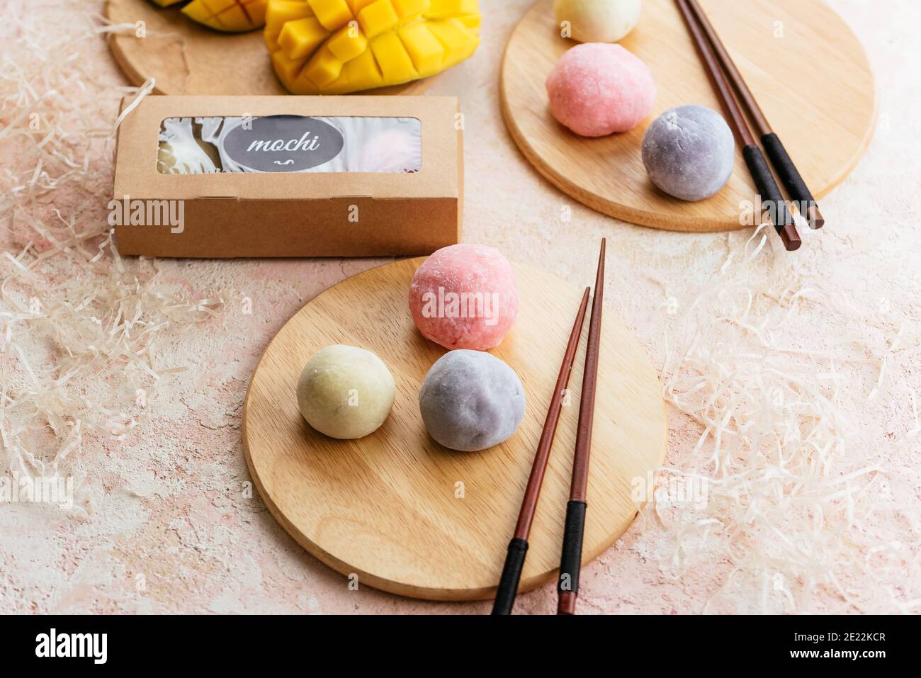 Japanese ice cream Mochi in rice dough. Traditional Japanese dessert ...