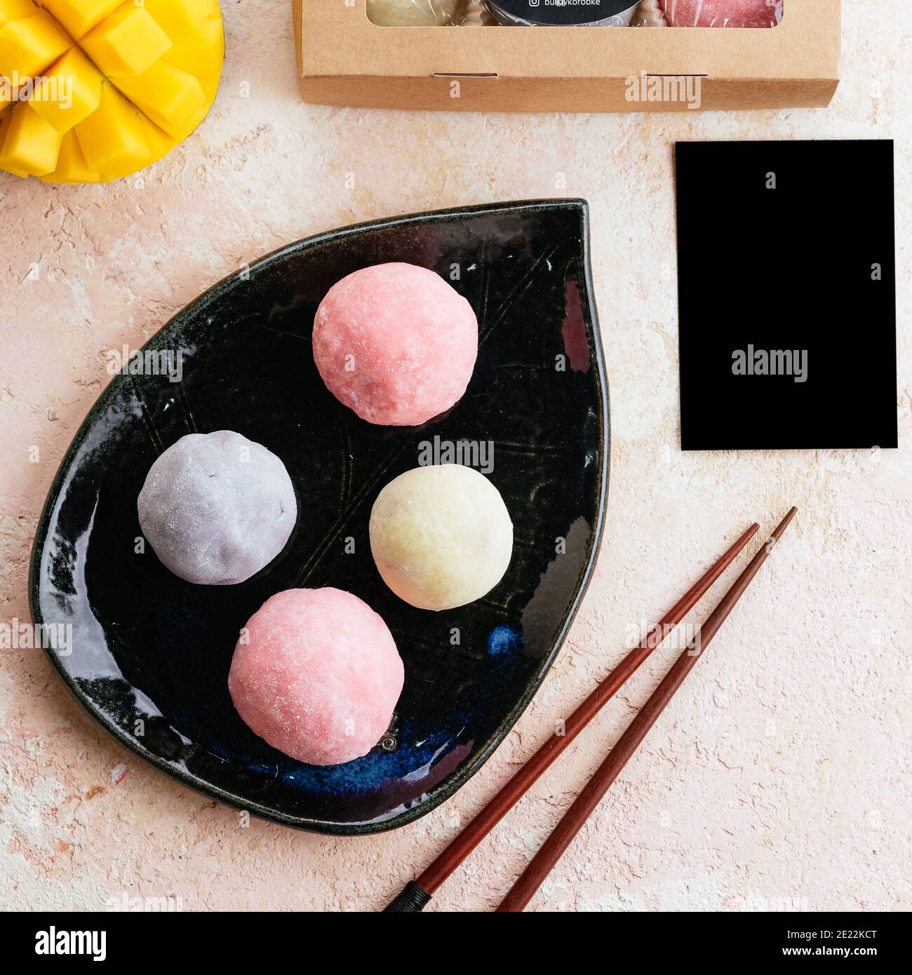 Japanese ice cream Mochi in rice dough. Traditional Japanese dessert ...