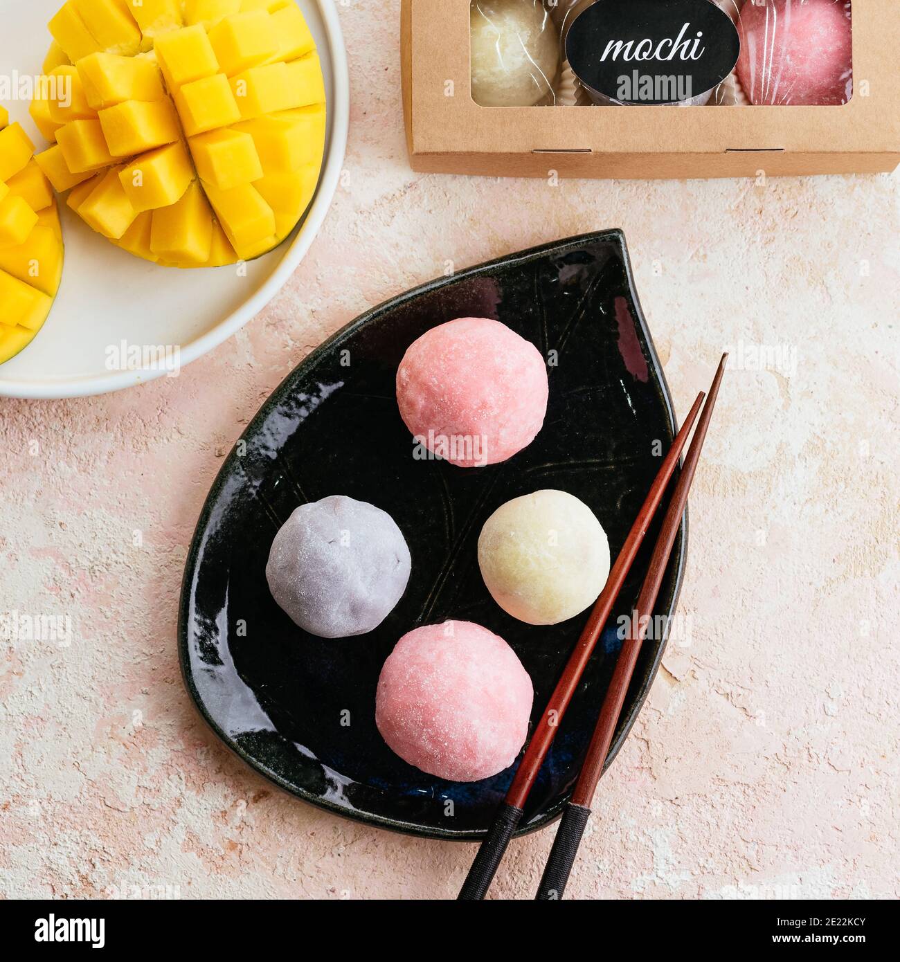 Japanese ice cream Mochi in rice dough. Traditional Japanese dessert ...