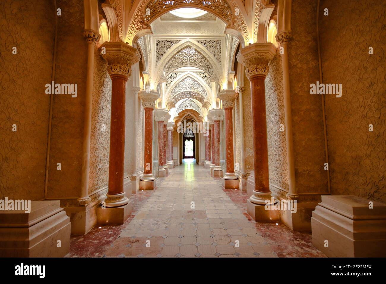Amazing palace interior with a window to the garden in background Stock ...