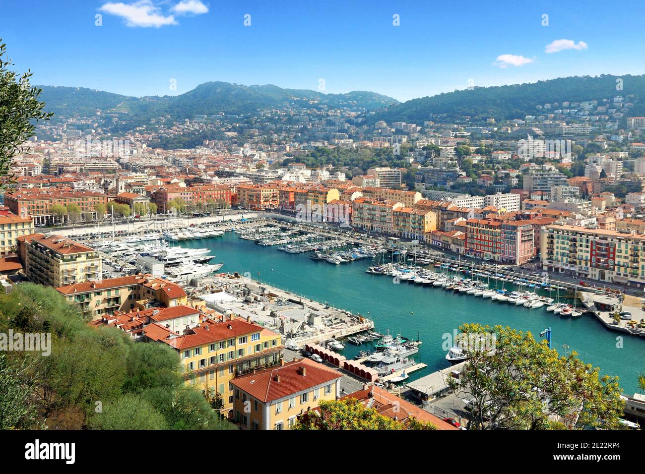 View of the port of Nice and the hinterland Provençal in France Stock ...