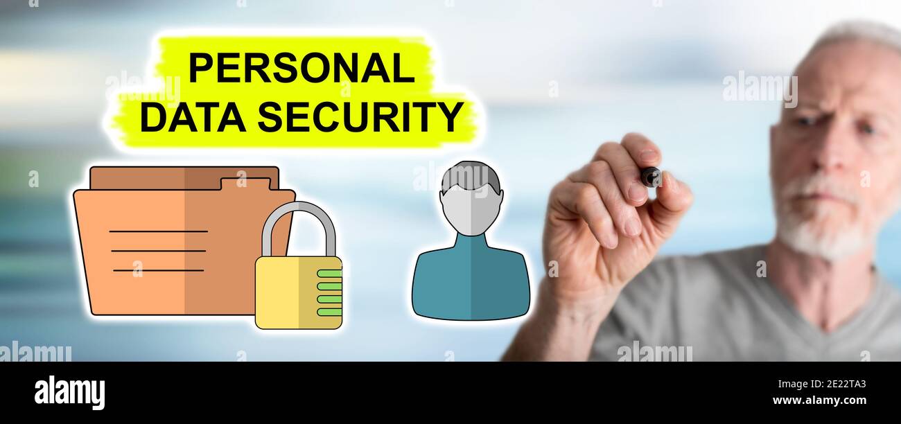 Personal data security concept drawn by a man Stock Photo - Alamy