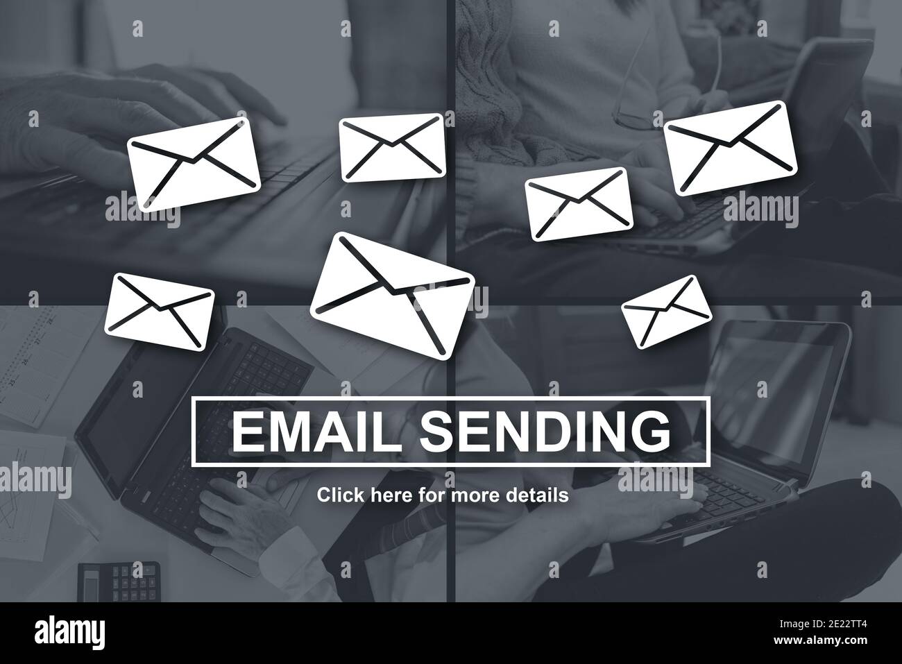 Email sending concept illustrated by pictures on background Stock Photo ...
