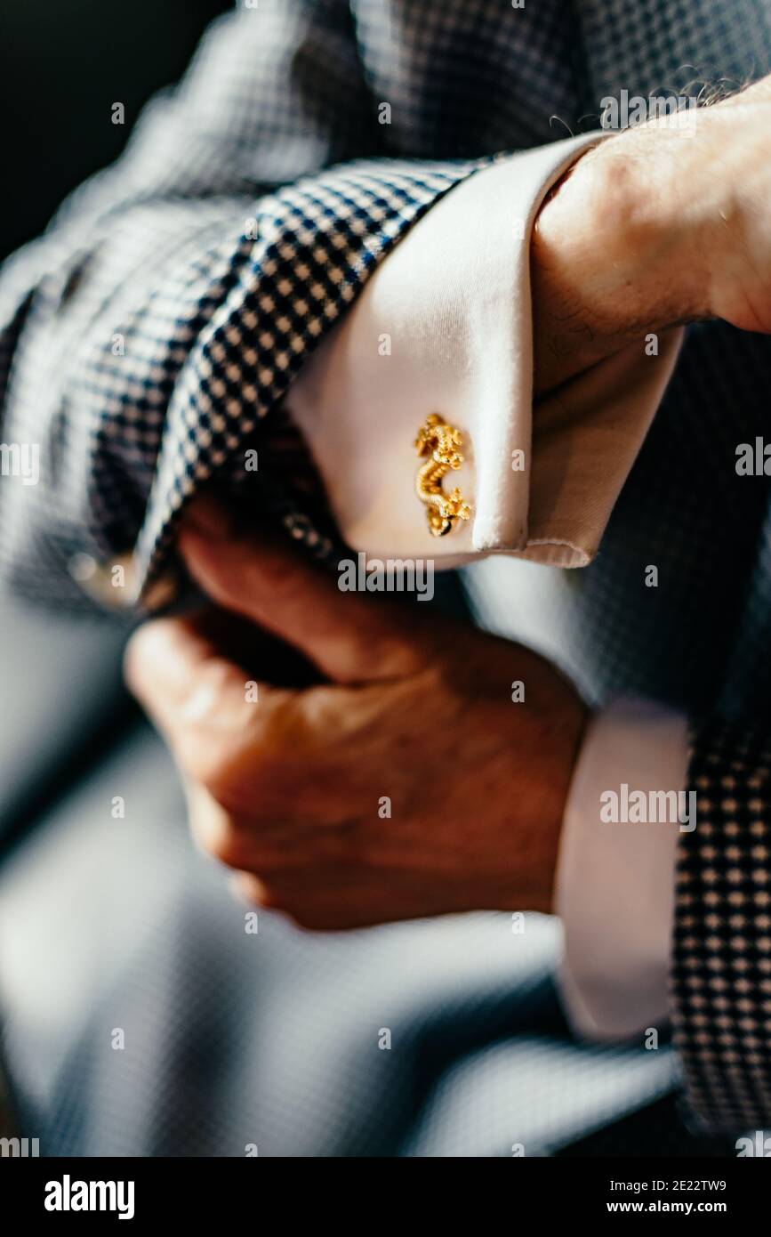 Artist George Skeggs ('Soho George') shows off one of his golden dragon ...