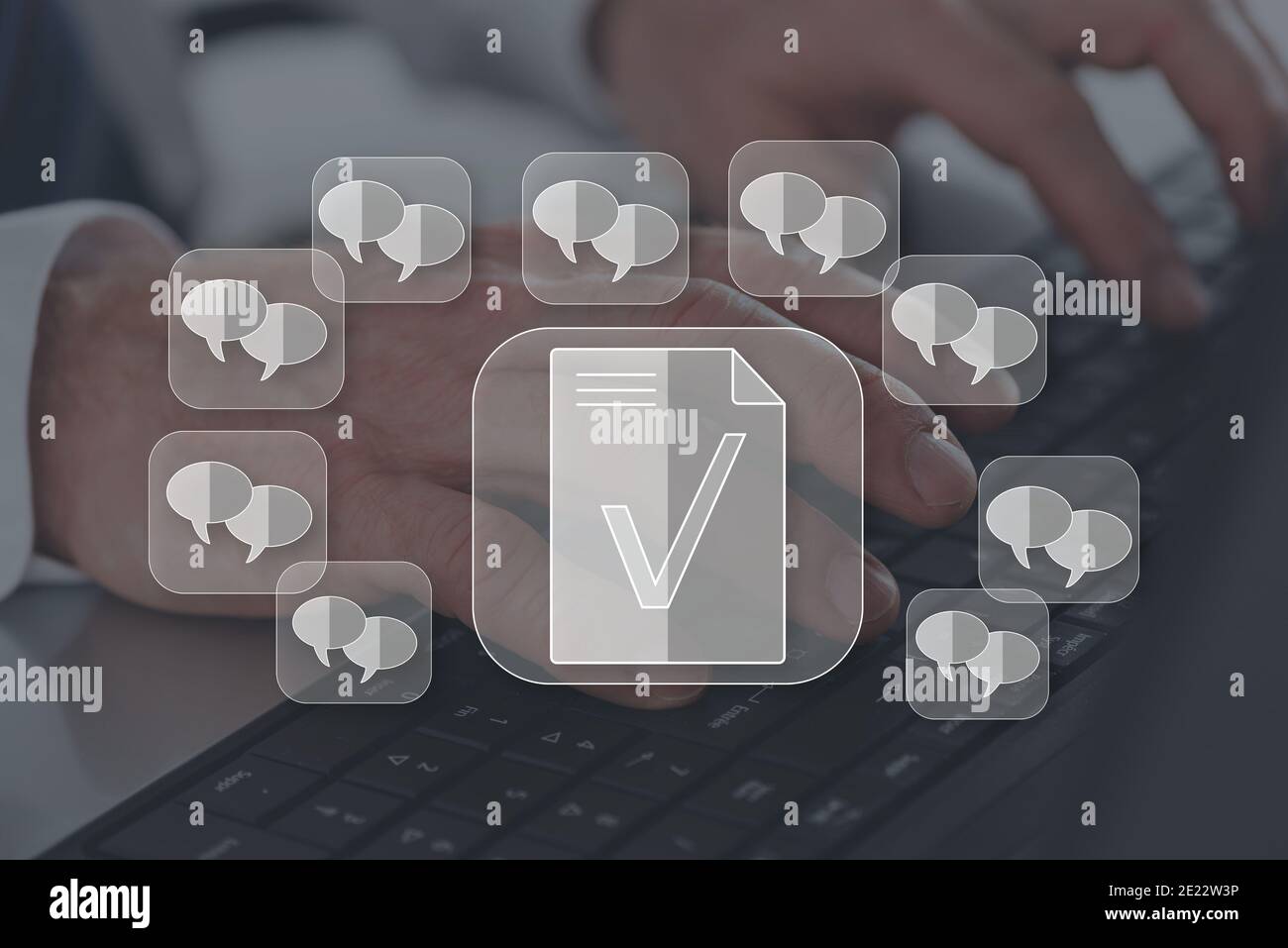 Message content control concept illustrated by a picture on background ...