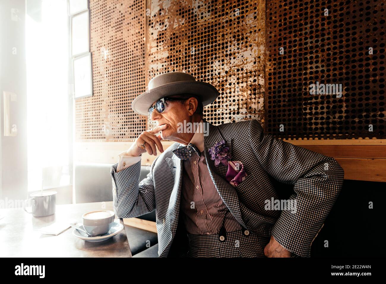 Artist George Skeggs (aka 'Soho George') relaxes in My Place Soho cafe ...