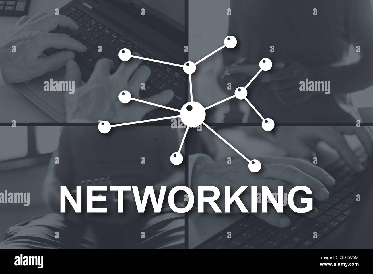 Networking concept illustrated by pictures on background Stock Photo ...