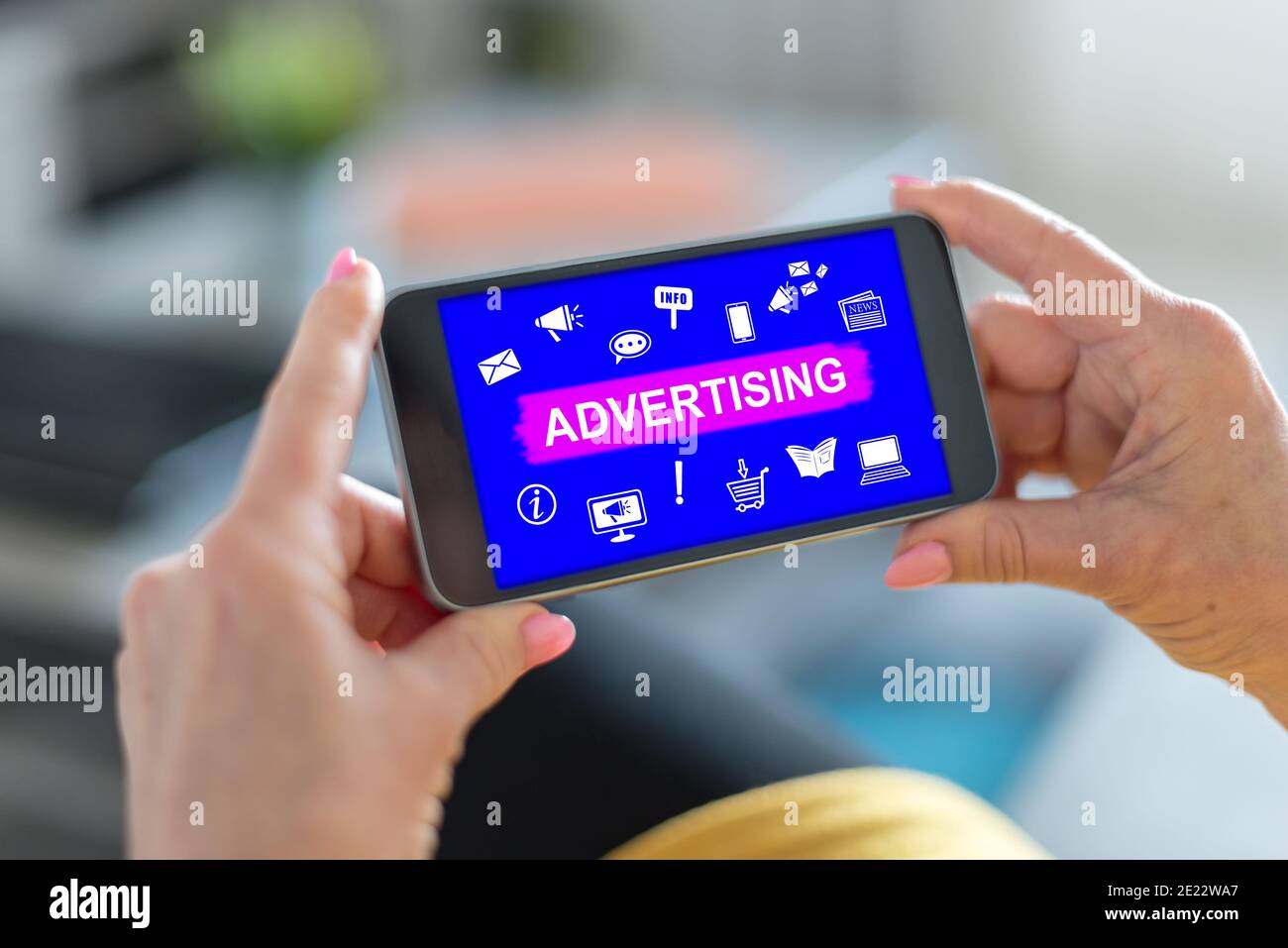 Smartphone screen displaying an advertising concept Stock Photo - Alamy