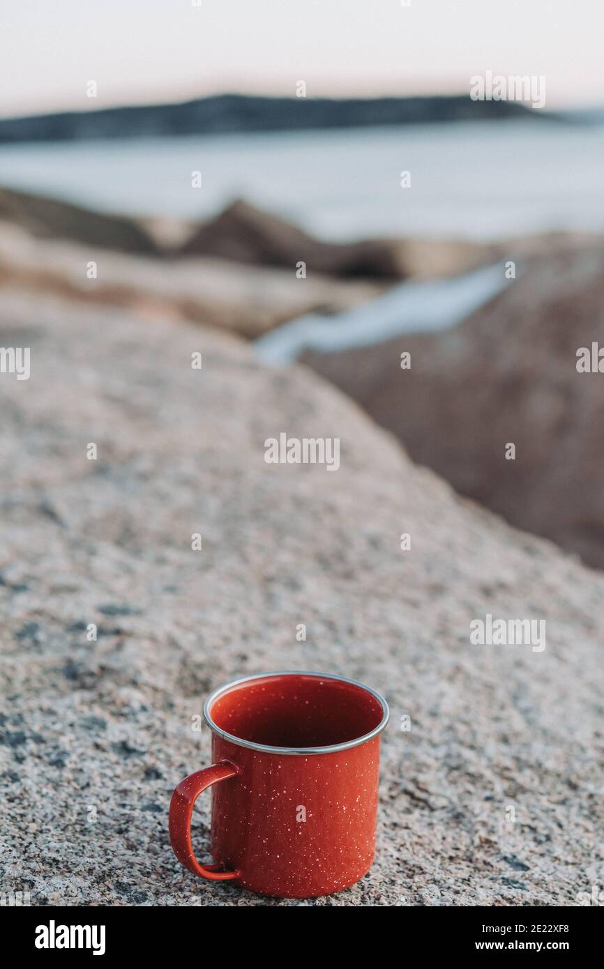 Morning coffee on the rocks Stock Photo - Alamy