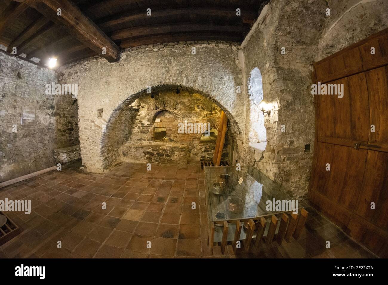 Interior of the museum in the Rila Monastery where is the old monastic ...