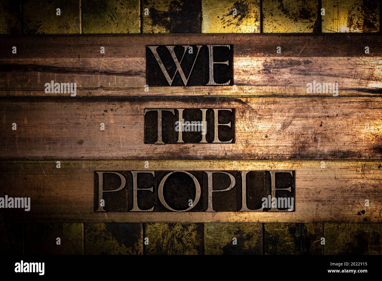 We The People text on vingtage bronze and copper background Stock Photo ...