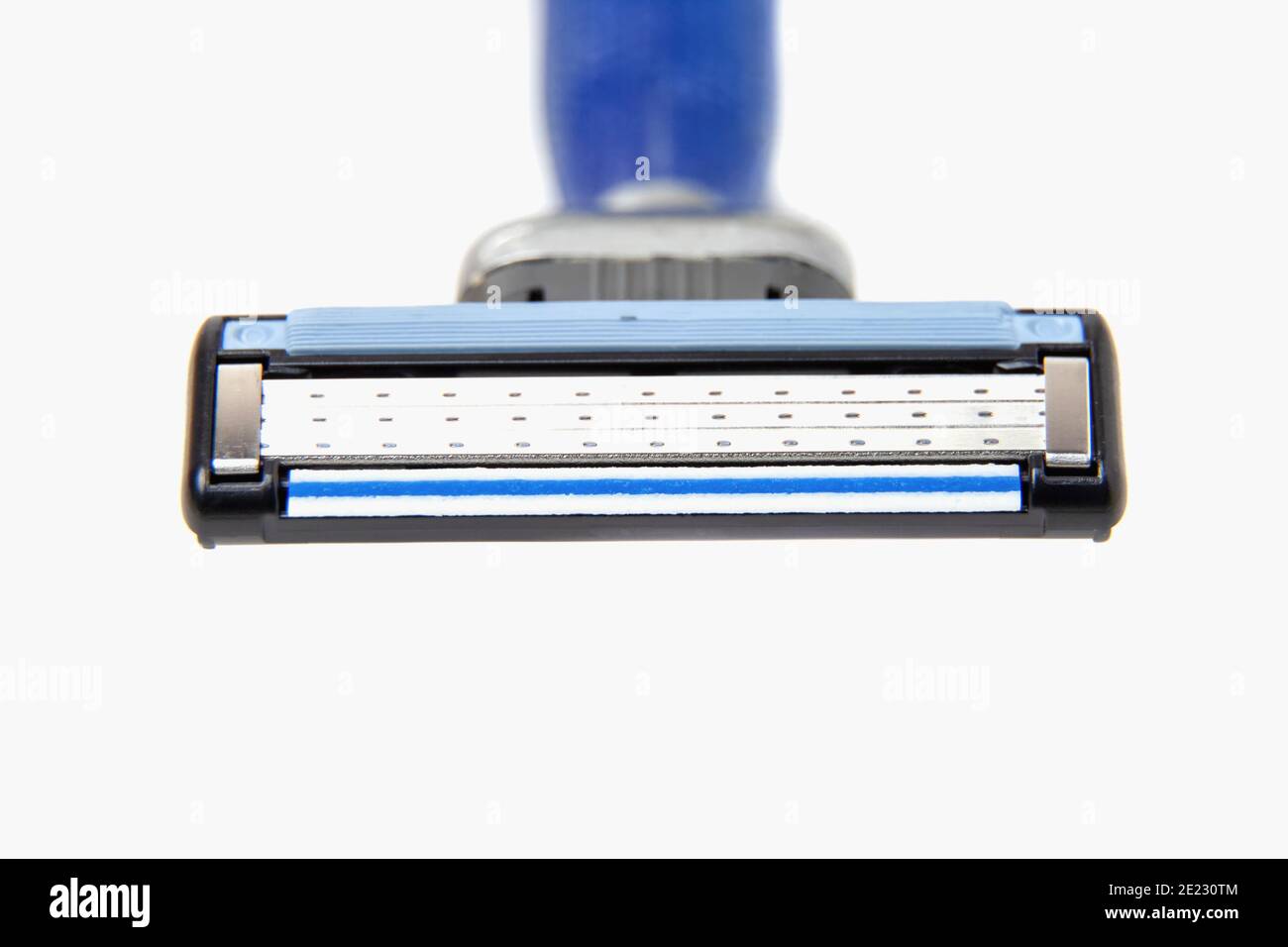 Men's shaving razor handle blade with lubricanting strip isolated on ...