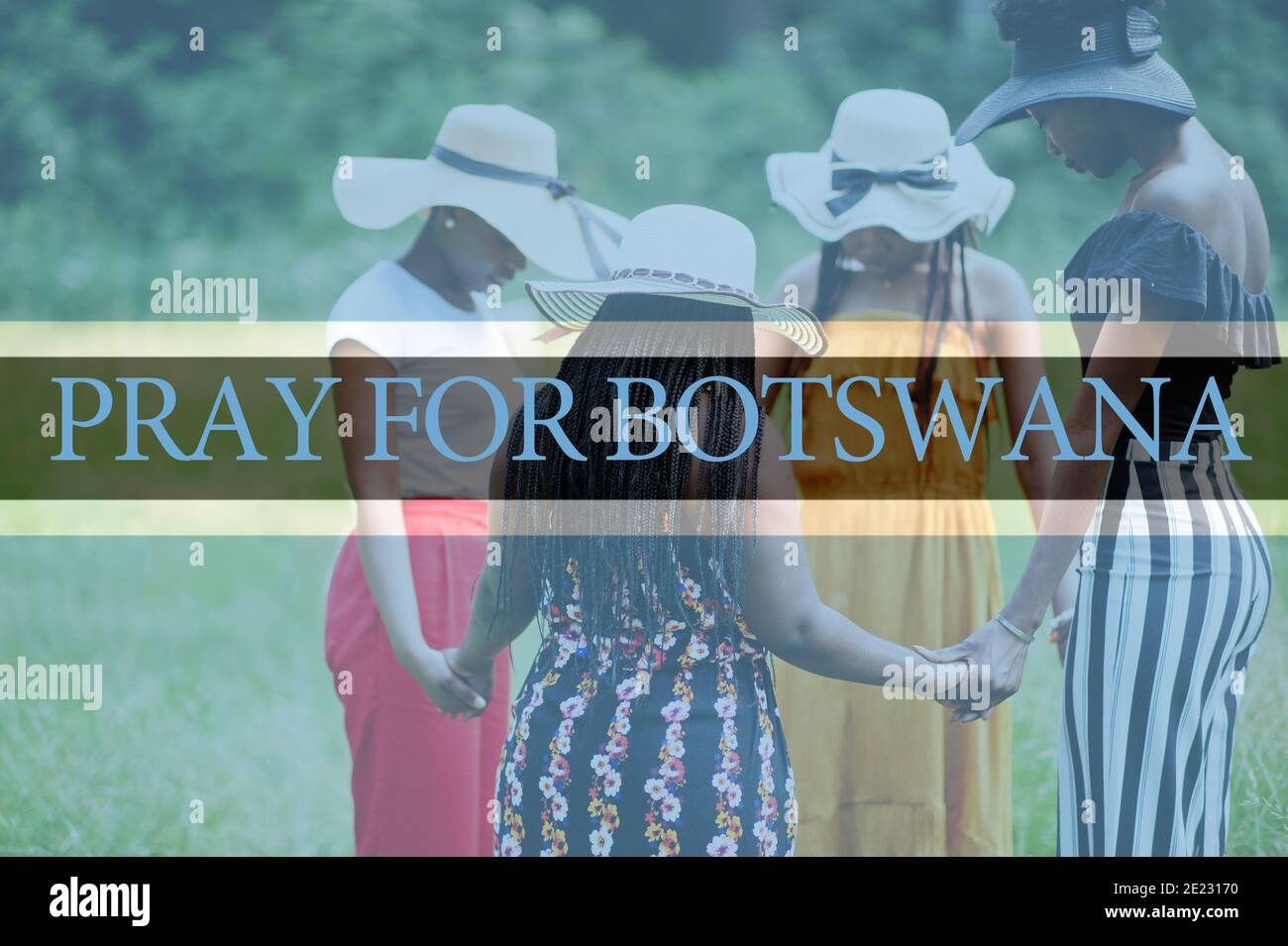 Pray for Botswana. Group of four african women holding hands and ...